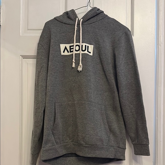 Sweaters | Gray Pullover Hoodie With Graphic Design | Poshmark